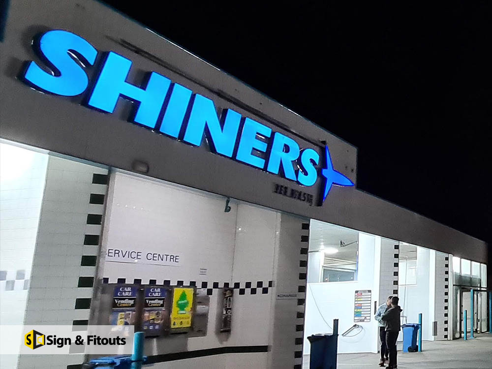 3D Illuminated Sign - Shiners Carwash Shines Again! - Sign And Fitouts